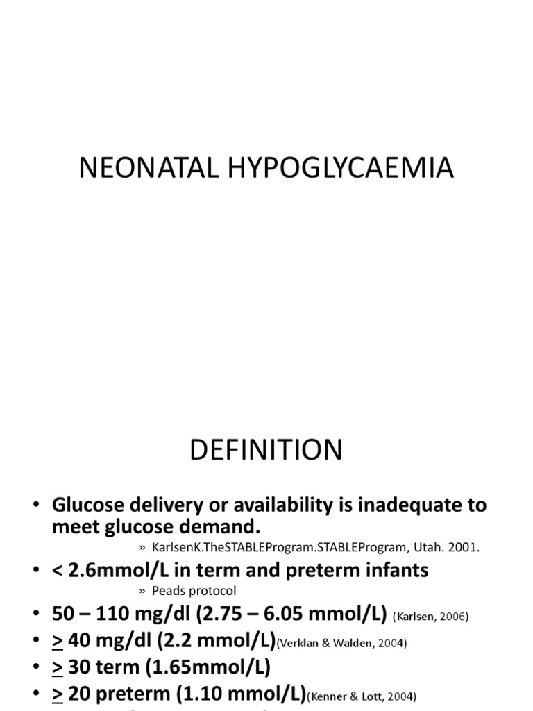 NEONATAL HYPOGLYCAEMIA: CAUSES, SIGNS AND MANAGEMENT | PDF ...