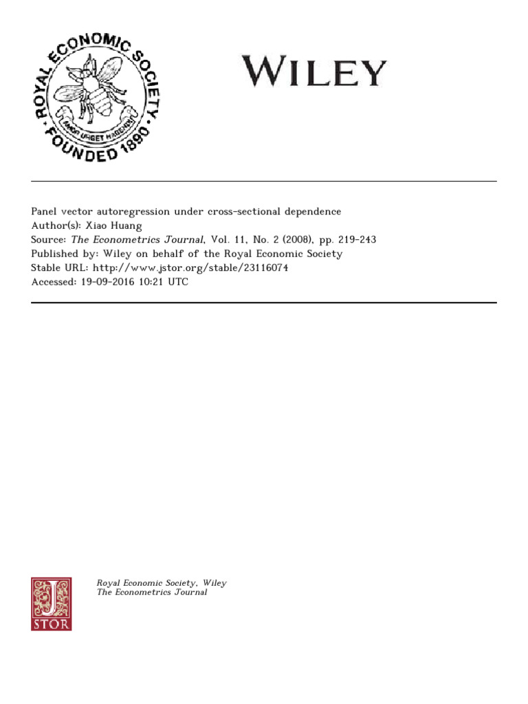 Panel Vector Autoregression Under Cross-Sectional Dependence | PDF | Eigenvalues And ...