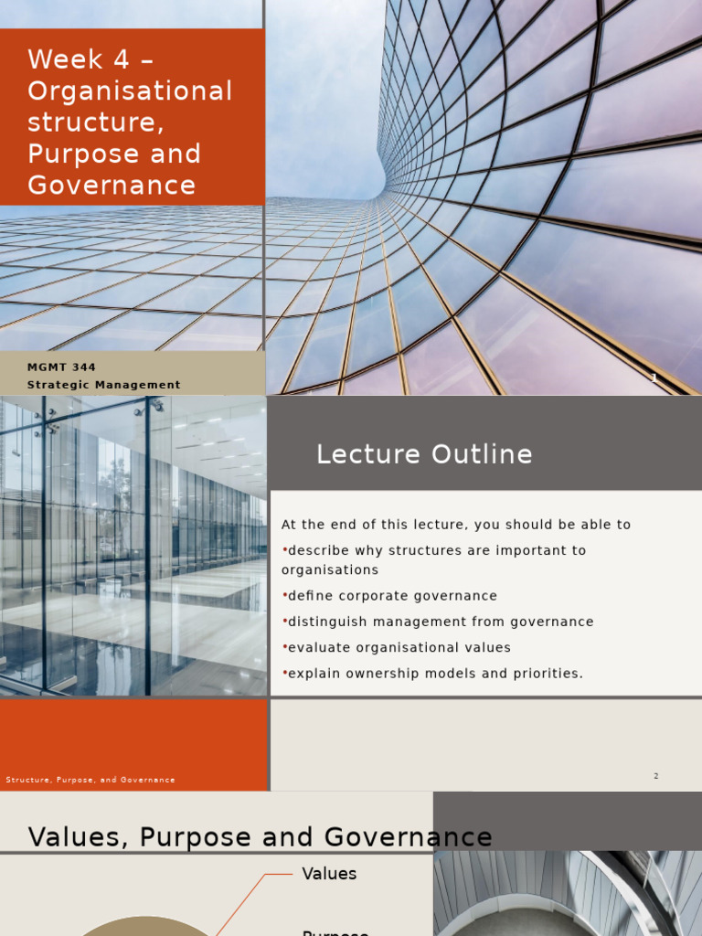 Week 4 - Organisational Structure, Purpose and Governance | PDF ...