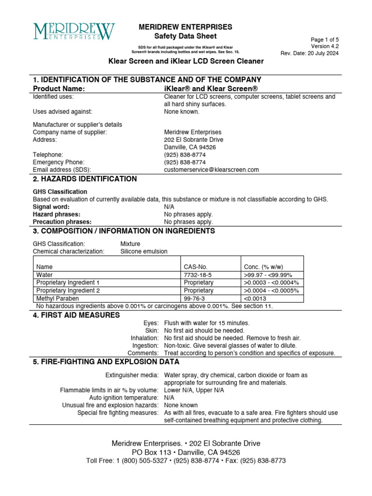 Anexo 3 Ficha Tecnica IKlear | PDF | Toxicity | Waste