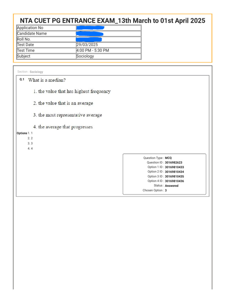 Cuet-Pg Sociology-2025 Question Paper | PDF | Chess Theory | Chess