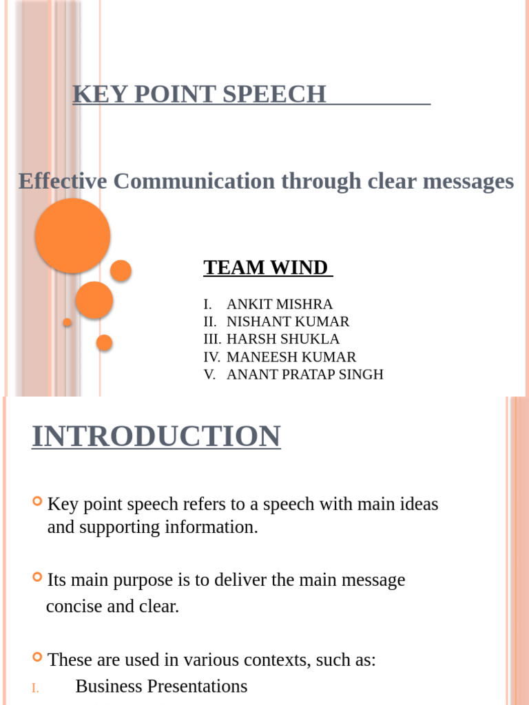 Key Point Speech Rubric Overview | PDF
