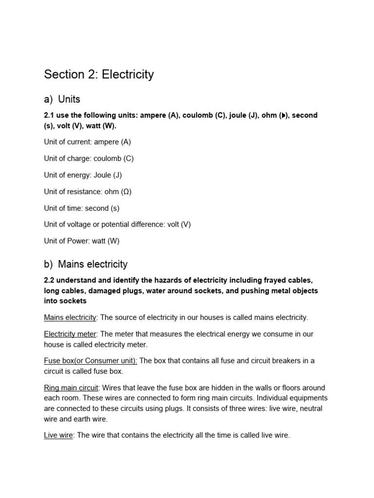 Edexcel IGCSE Physics Revision Note - Section 2 - Electricity | PDF | Series And Parallel ...