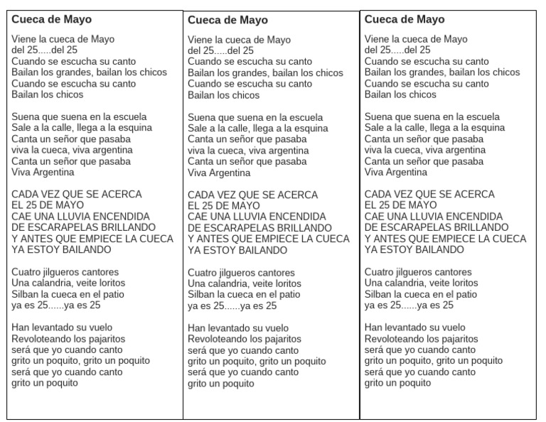 Letra Cueca de Mayo | PDF