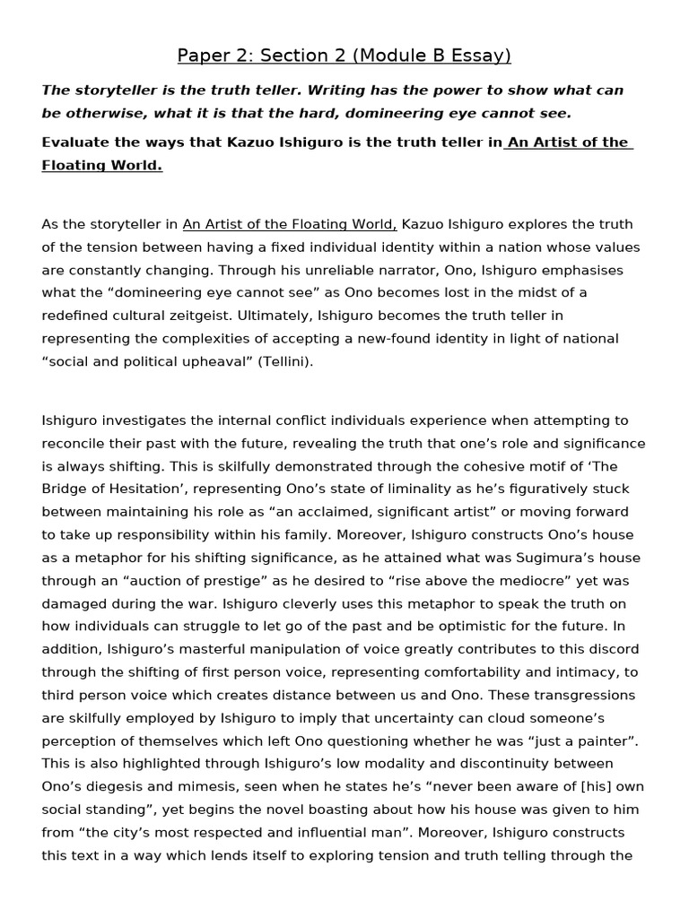 An Artist of The Floating World Exemplar | PDF