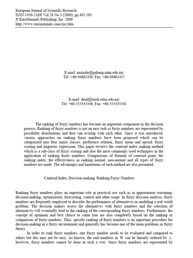 A Comparative Analysis of Centroid Methods in Ranking-Ejsr | PDF | Coefficient Of Variation ...