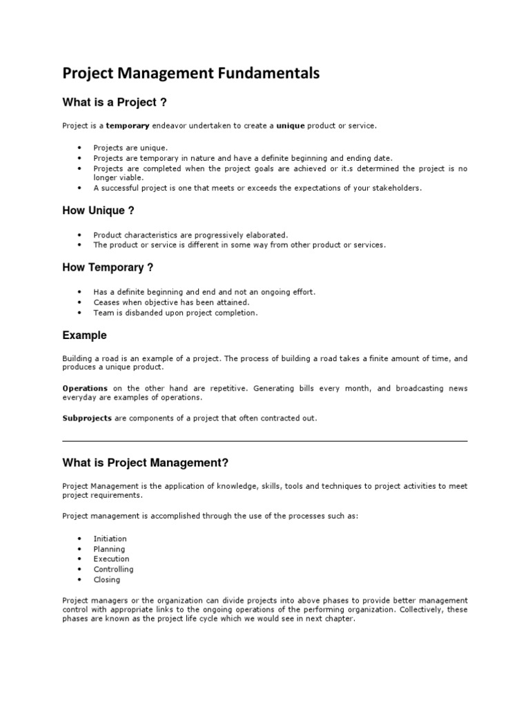 Project Management Fundamentals | PDF | Project Management | Competence ...
