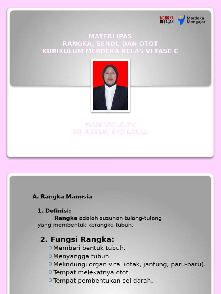 MASPIATI-Materi-IPAS-Kelas-6 RANGKA, SENDI, DAN OTOT | PDF