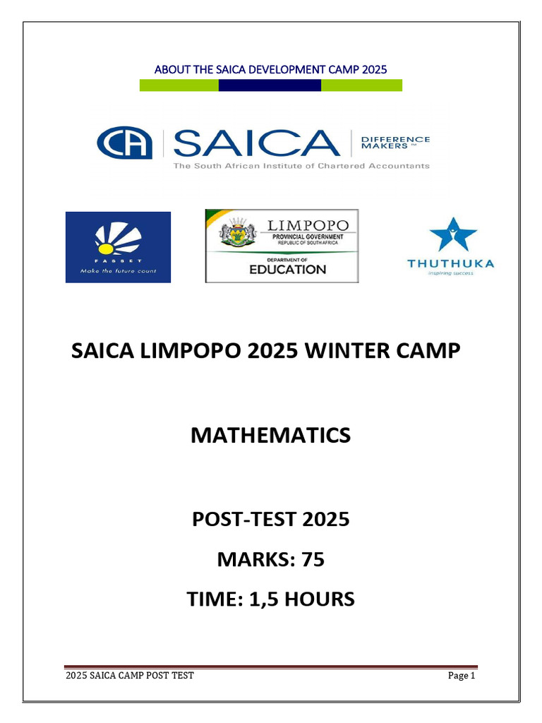 Saica Development Camp 2025 Post Test | PDF | Asymptote | Cartesian ...