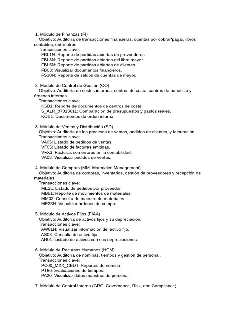 Modulos de SAP | PDF | Auditoría | Contabilidad