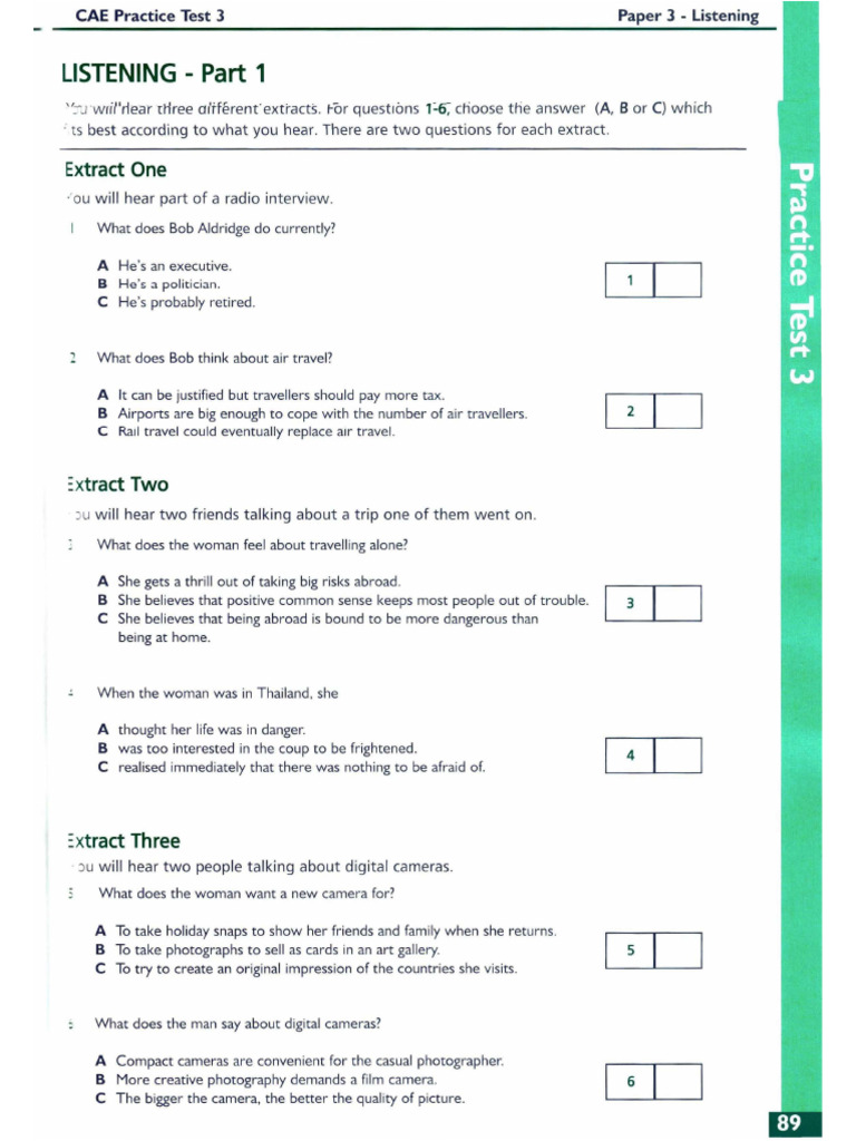 Succeed in CAE - LISTENING - Test 2, Part 1,4 | PDF
