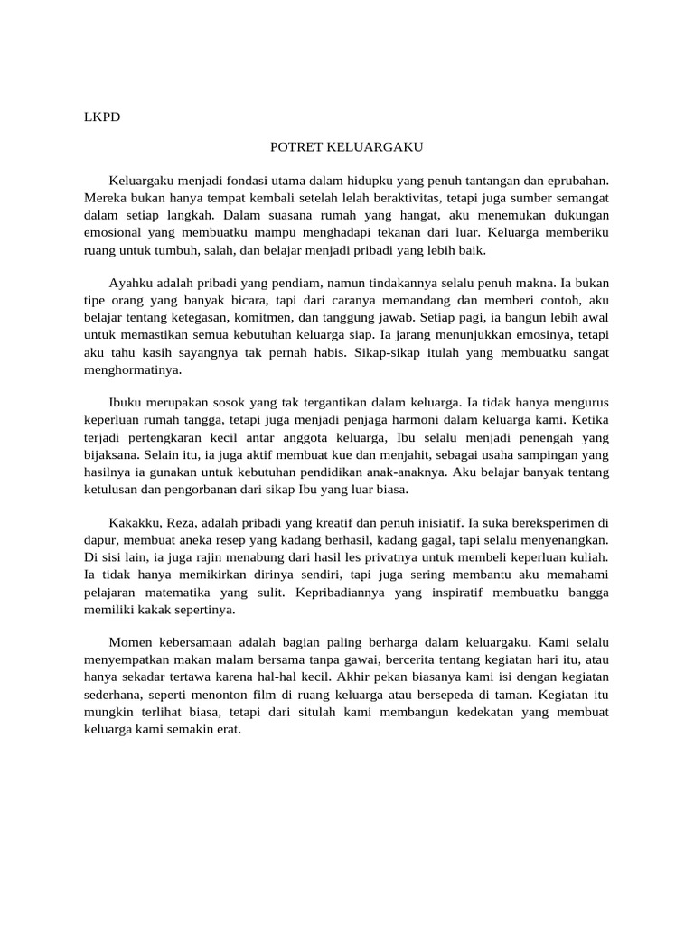 Potret Kehangatan Keluargaku | PDF