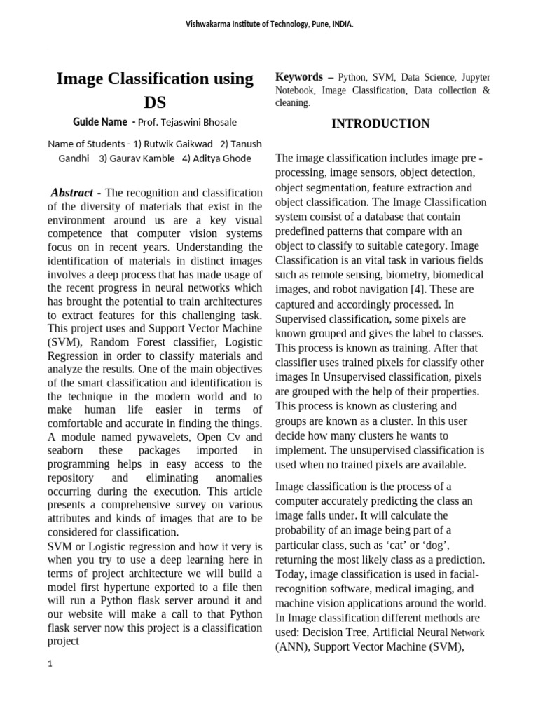 B2 - Group5 - Image Classification - Research Paper | PDF | Support ...