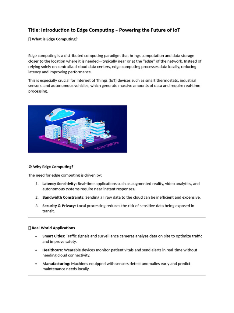 Edge Computing: Enhancing IoT Performance | PDF