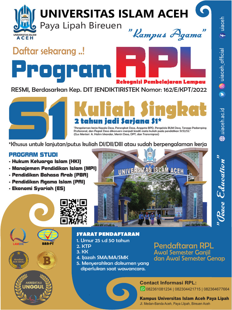 Brosur Program RPL UIA Bireuen | PDF