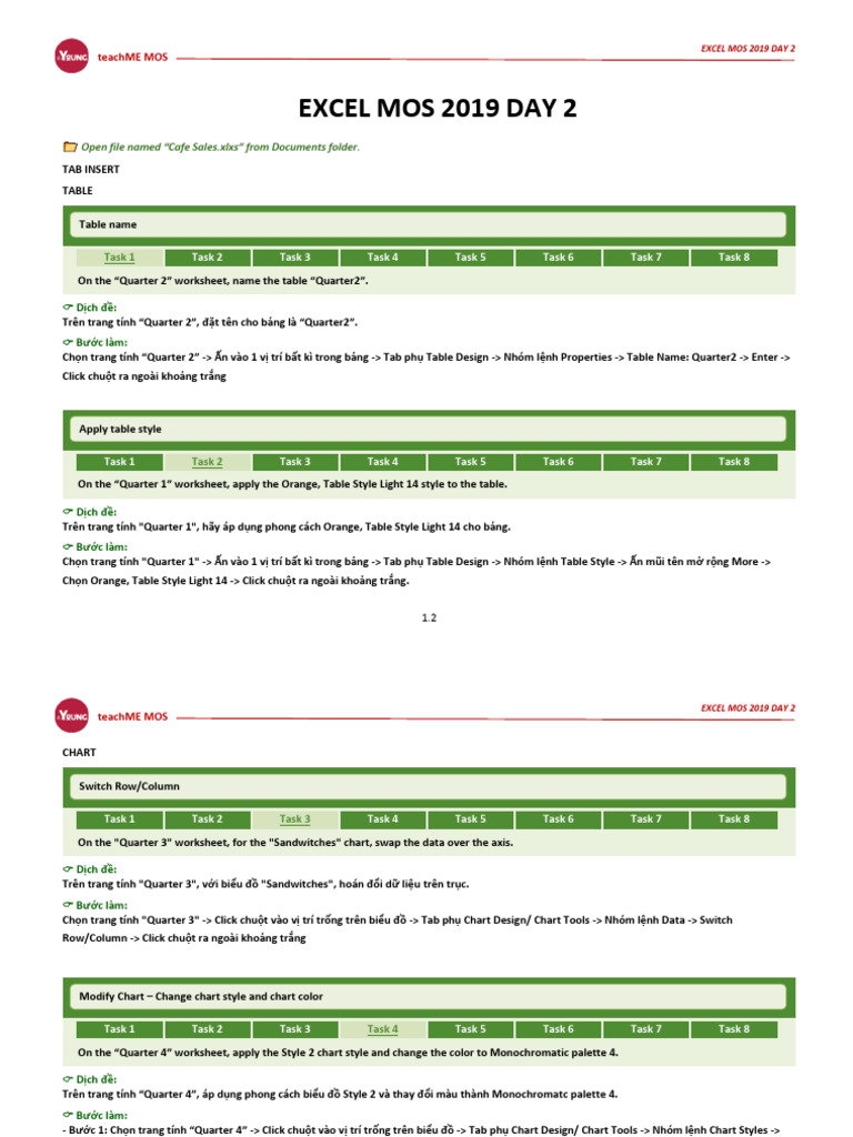 Excel Mos 2019 Day 2 | PDF