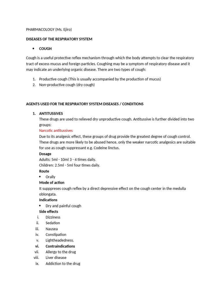 Resp. Pharm. (M-Wps Office-1 | PDF | Cough | Respiratory Tract