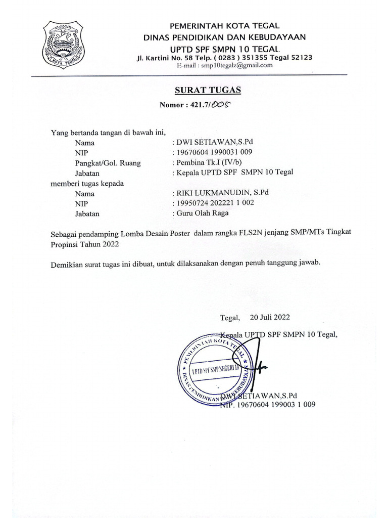 Surat Tugas FLS2N | PDF