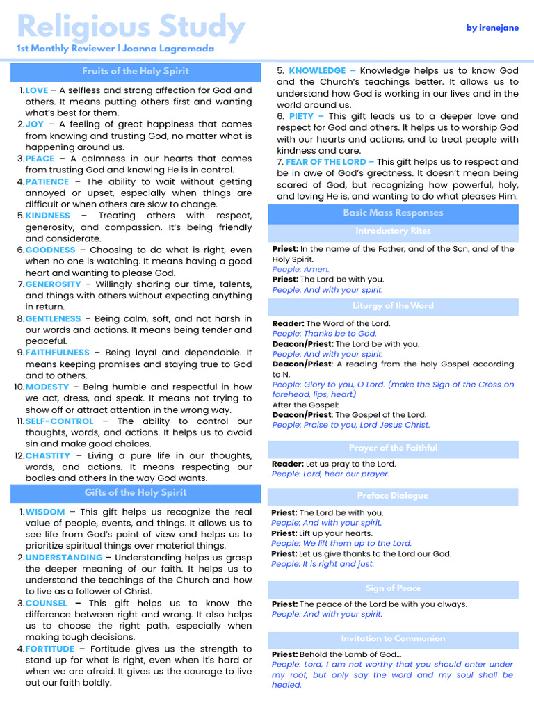 Religous Study Reviewer 1st Monthly g12 | PDF | Christian Worship And ...