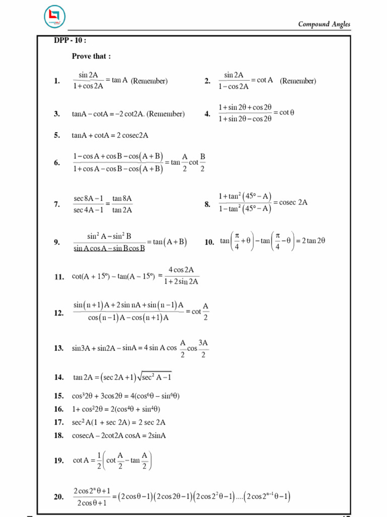 DPP-10 - Compound Angle | PDF