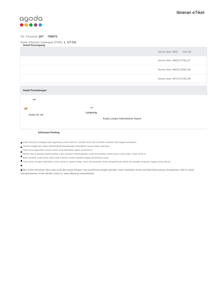 -Booking_I_ETicket Pku Kul 2 | PDF