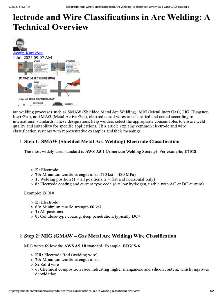 Electrode and Wire Classifications in A.. | PDF