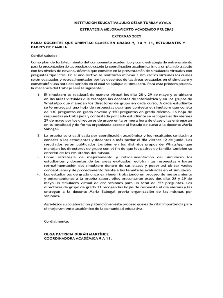 Simulacros Preparación Icfes 2025 | PDF | Simulación