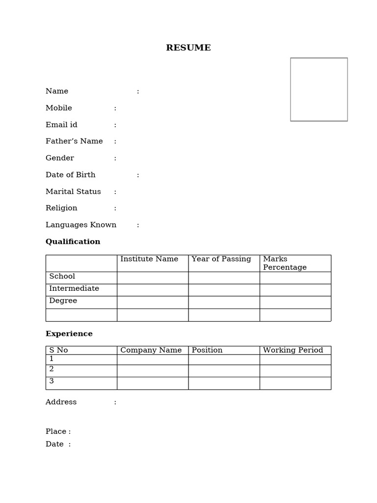 Bio Data Job 1 1 | PDF