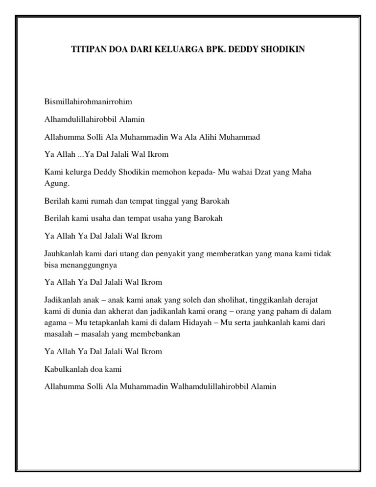 Titipan Doa Dari Keluarga BPK | PDF | Agama & Spiritualitas | Gaya Hidup