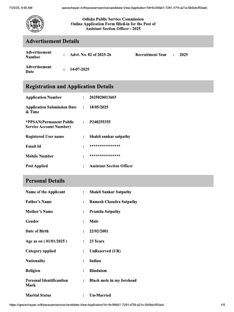 Opsc Aso Application Form | PDF