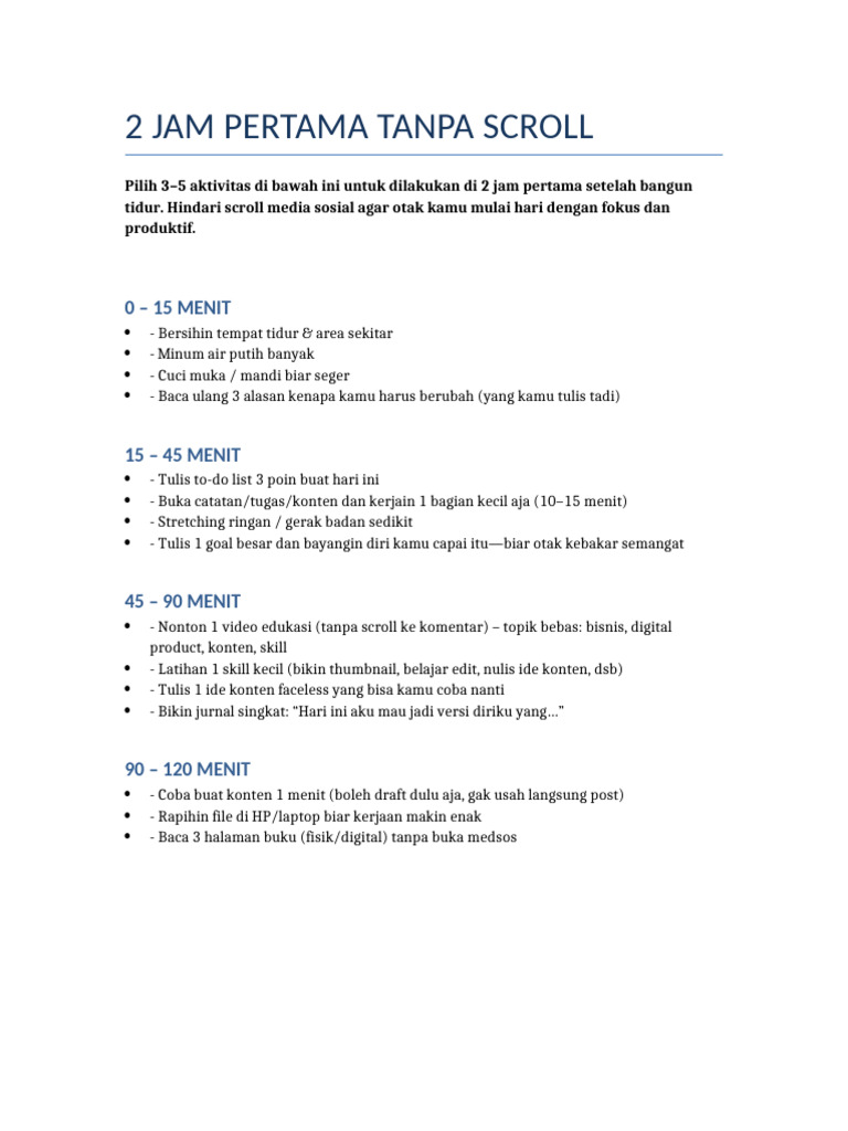 2 Jam Pertama Tanpa Scroll | PDF
