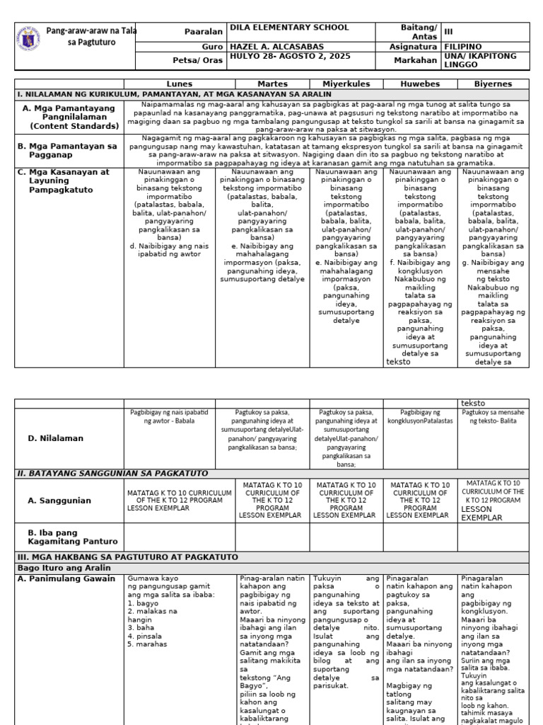 FIL DLL W7Q1 New Format | PDF