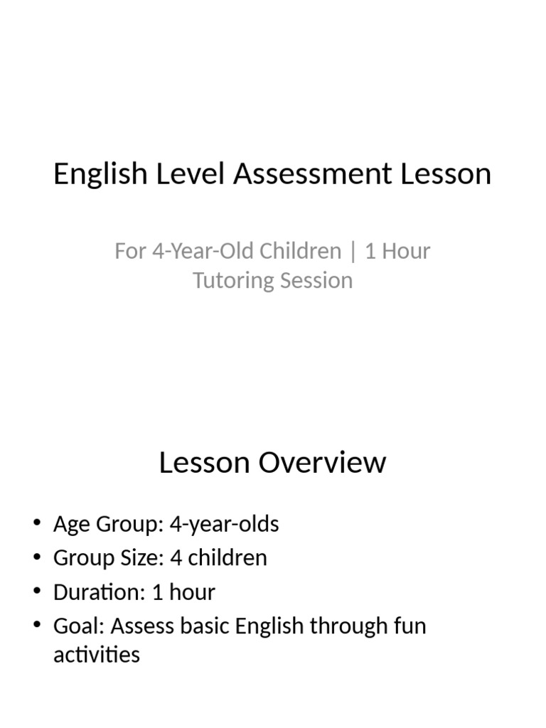 English Level Assessment Lesson | PDF