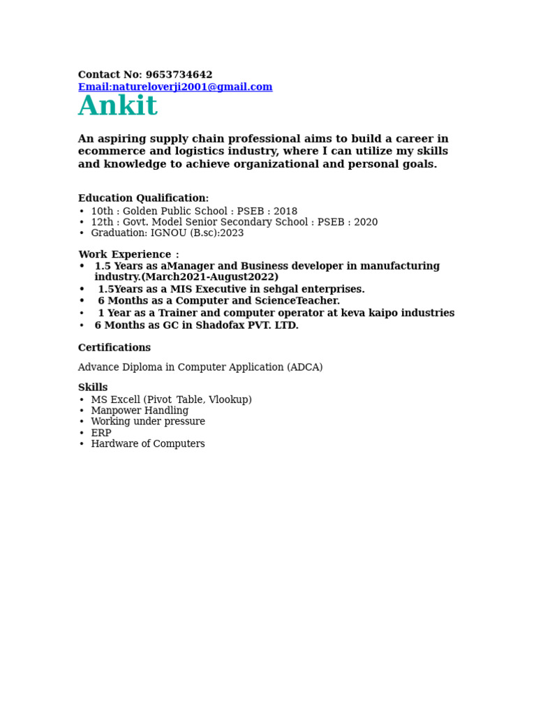 Ankit Resume | PDF