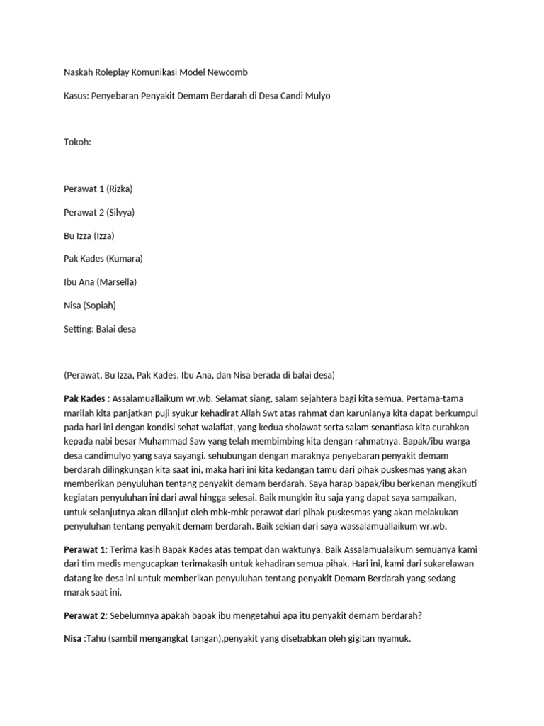 Naskah Roleplay Komunikasi Newcomb | PDF