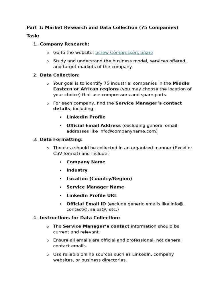 Market Research Intern-Assignment | PDF | Linked In | Human Communication