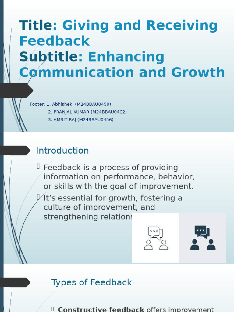 Giving and Recieving Feedback | PDF