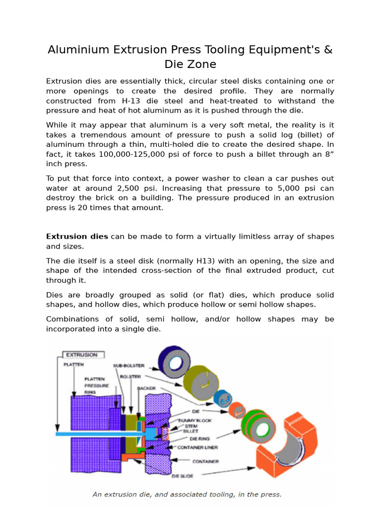 Aluminium Extrusion Die Tooling Overview | PDF | Extrusion | Machining