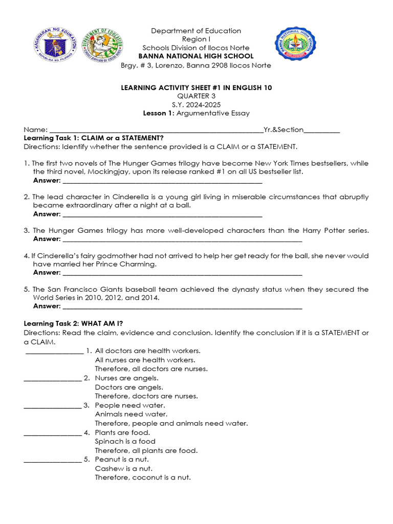 ACTIVITY SHEET #1 | PDF