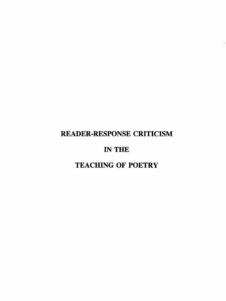 Reader-Response in Poetry Teaching | PDF | Human Communication ...