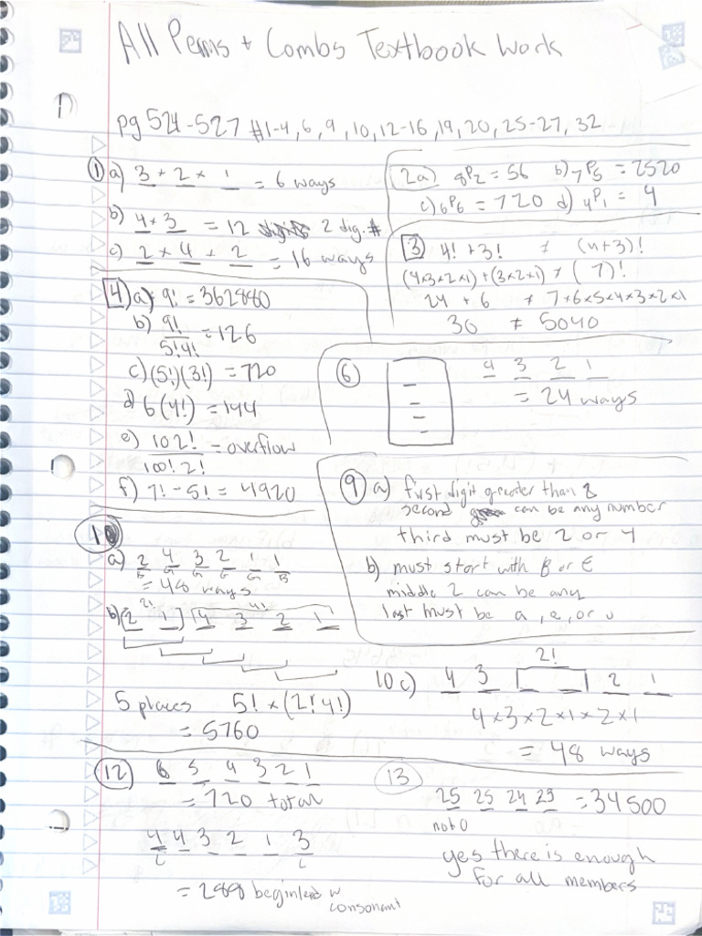 Math All Perms and Combs Work | PDF