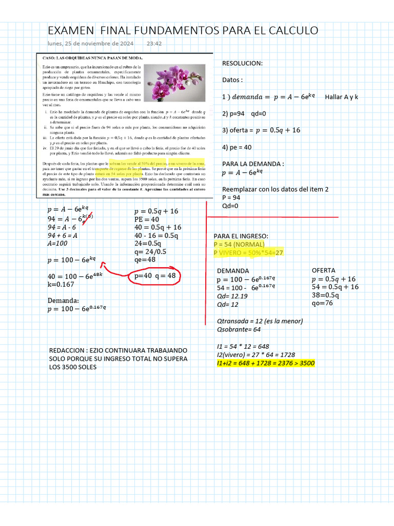 Examen Final Fundamentos para El Calculo | PDF