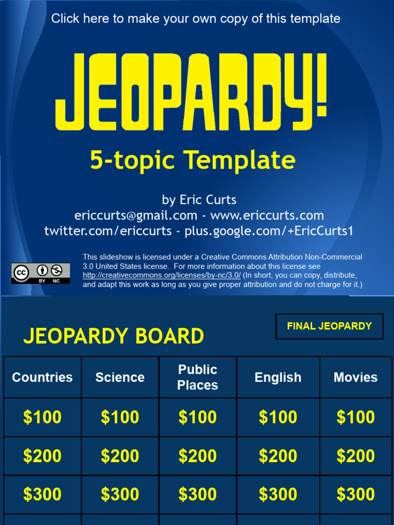 Jeopardy Game Template for Education | PDF