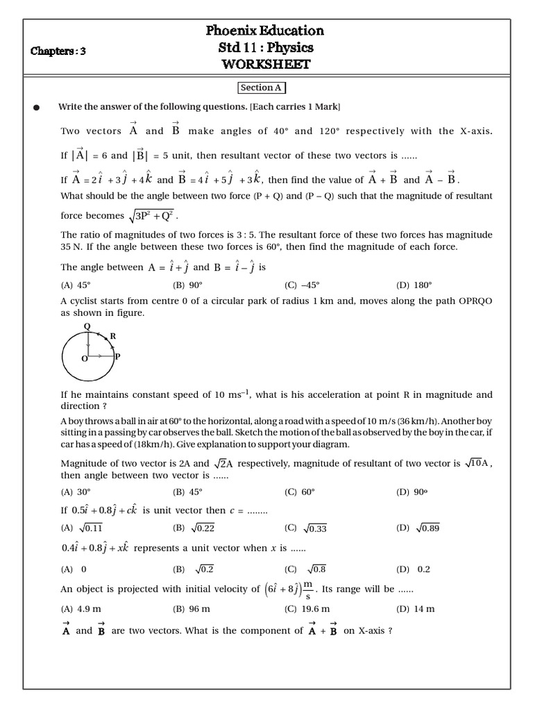 Physics Chapter 3 Standard 11 | PDF | Euclidean Vector | Velocity