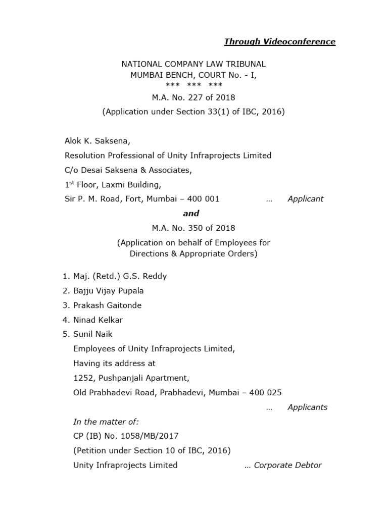 Unity Infraprojects Liquidation Order | PDF | Bankruptcy | Insolvency