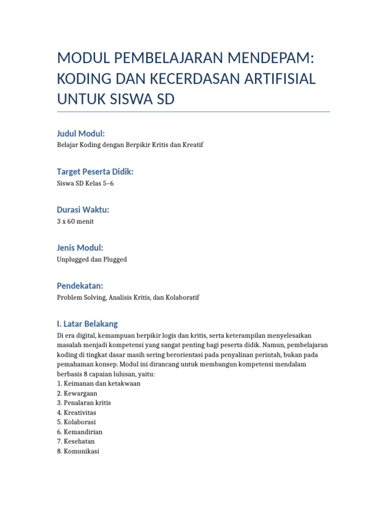 Modul Pembelajaran Mendalam - Koding Dan AI | PDF