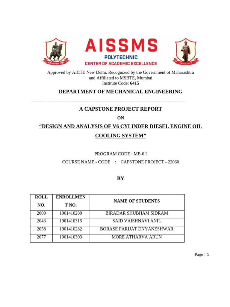 V6 Diesel Engine Oil Cooling System Design | PDF | V6 Engine | Heat ...
