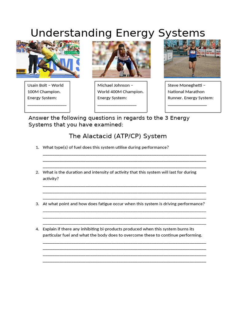 Energy Systems in Sports Performance | PDF