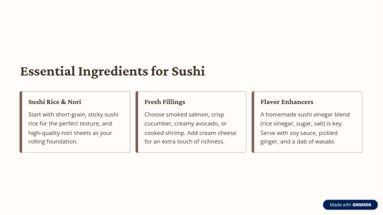 Essential Ingredients For Sushi | PDF
