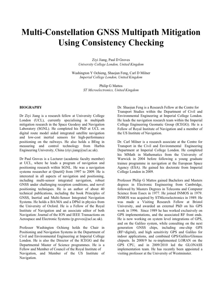 Multi-Constellation GNSS Multipath Mitigation | PDF | Errors And Residuals | Least Squares